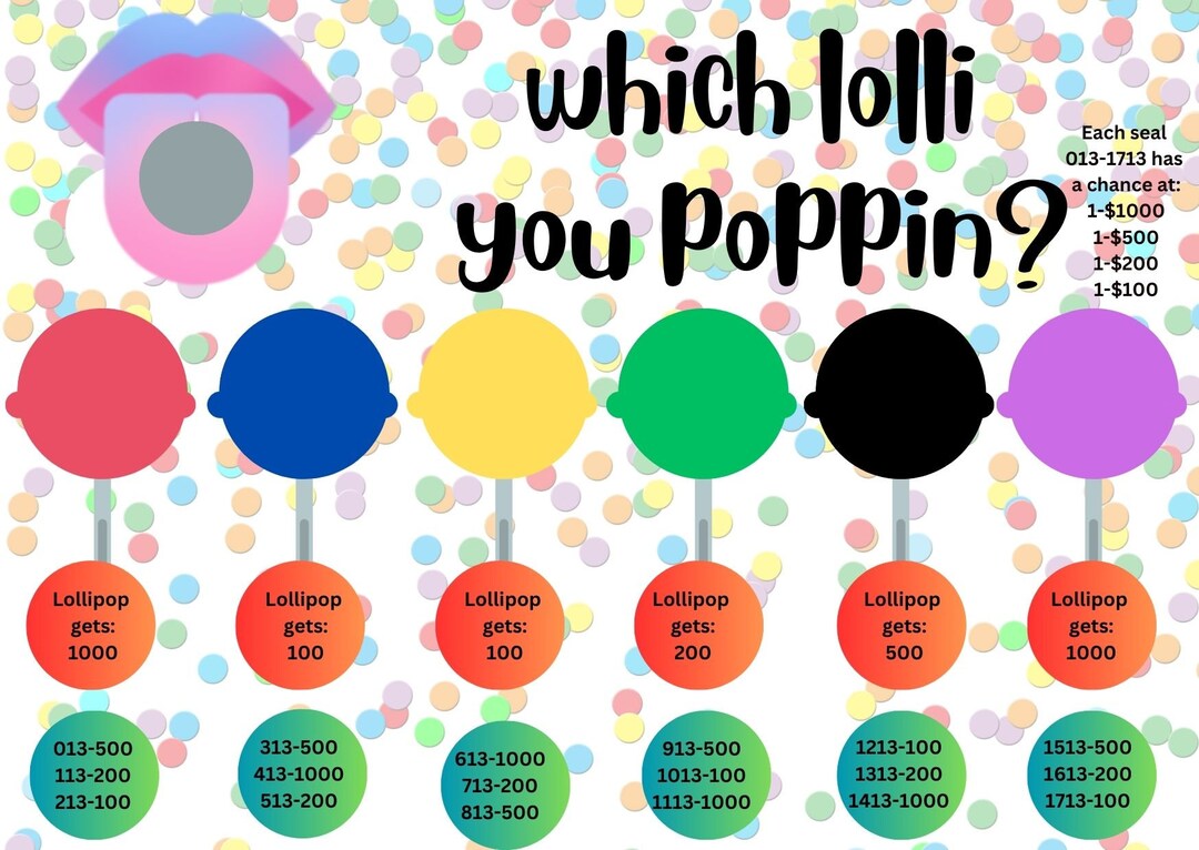 Lollipop Bingo Board - Etsy