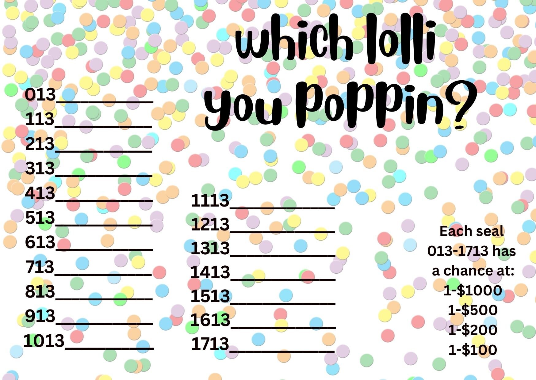 Lollipop Bingo Board - Etsy