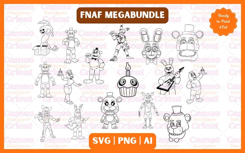 Five Nights at Freddys Bundle PNG SVG Designs Vector Ready to Print and ...