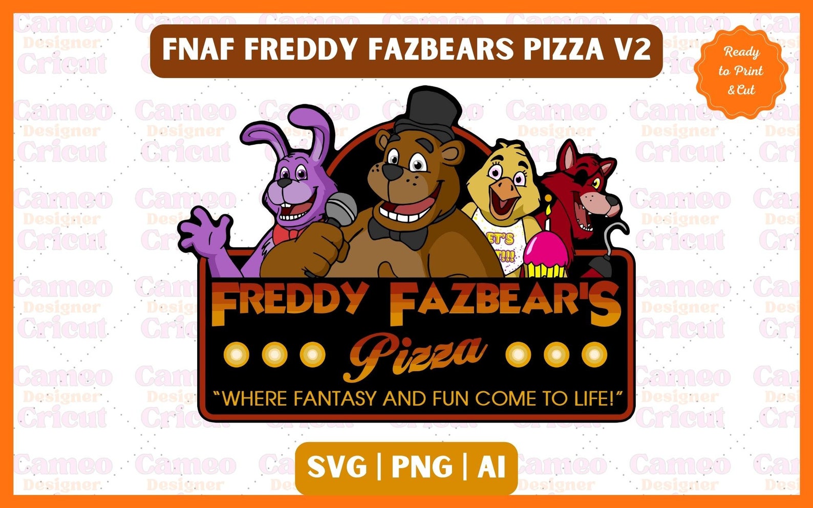 Five Nights at Freddys Freddy Fazbear FNAF PNG SVG Designs Vector Ready ...