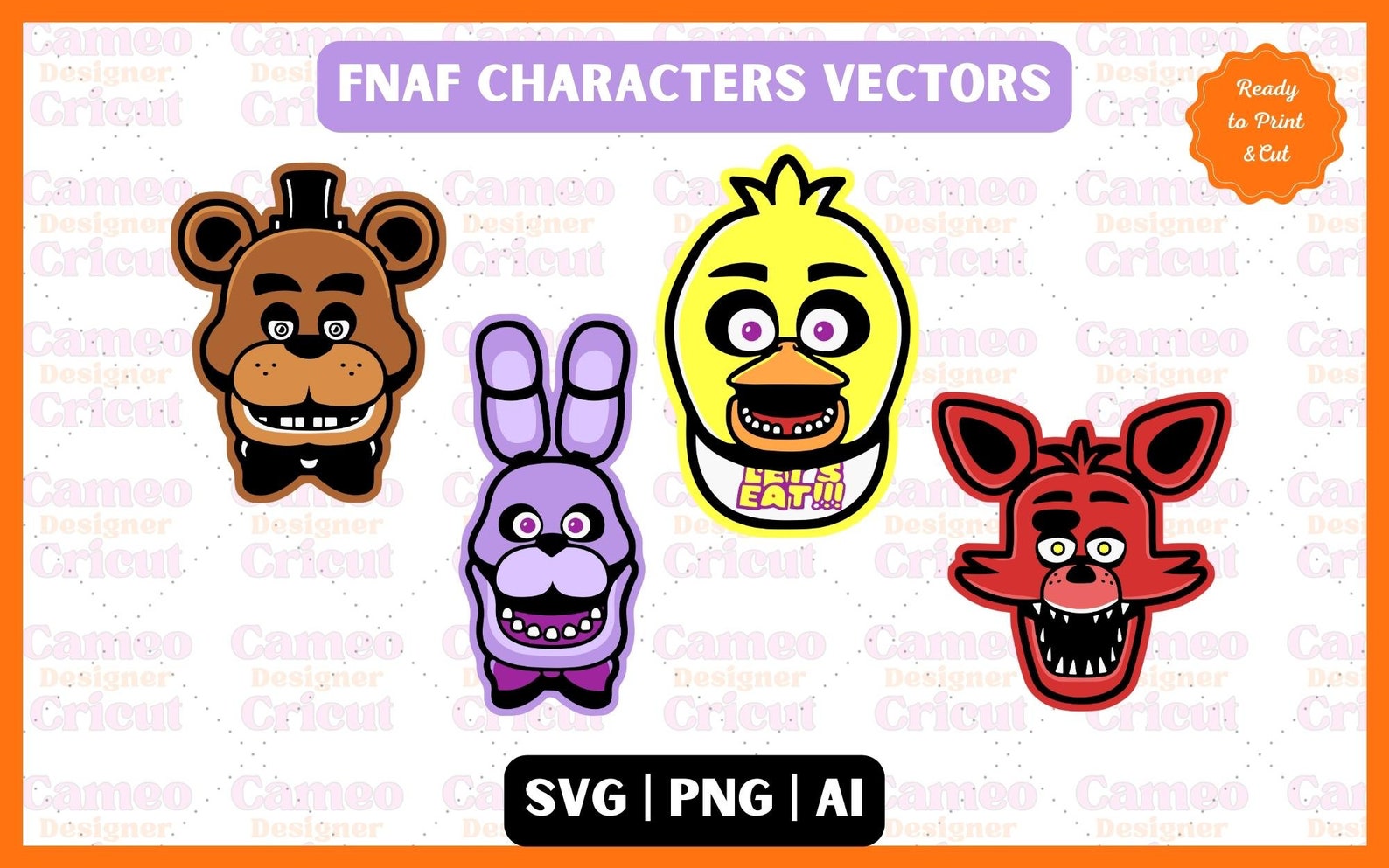 Five Nights at Freddys FNAF Characters Vectors PNG SVG Designs Vector ...