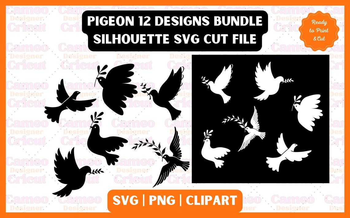 Pigeon Bundle Digital Designs SVG Silhouette Dove Svg Dove - Etsy