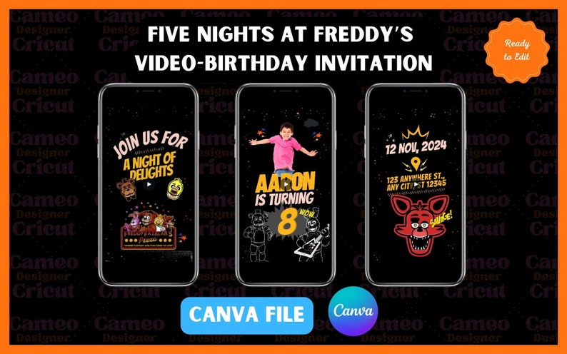 Animated Five Nights at Freddys FNAF Birthday Invitation, Digital ...