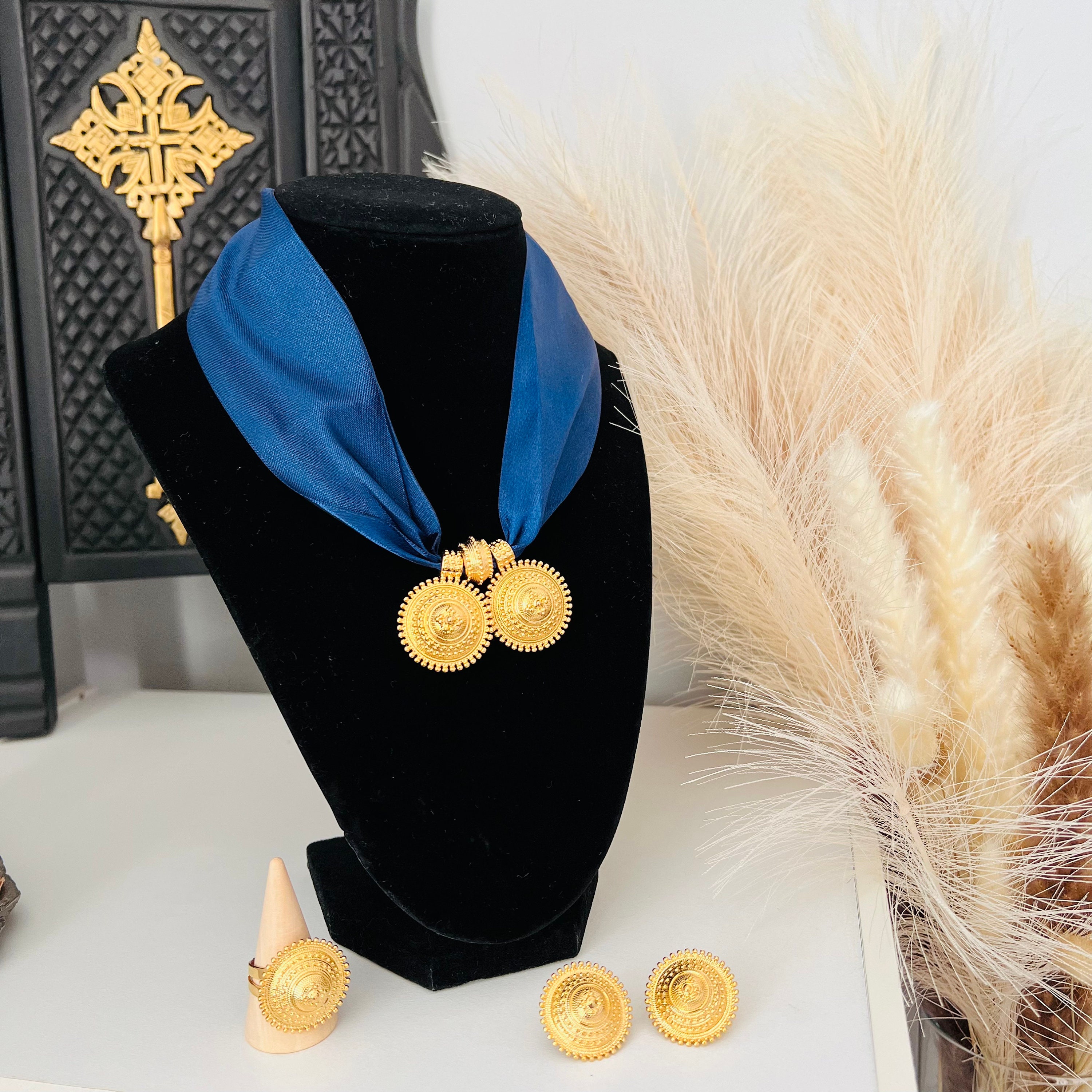 Gold Plated Circle Jewelry Set - Ethiopian/eritrean for Holiday/wedding ...