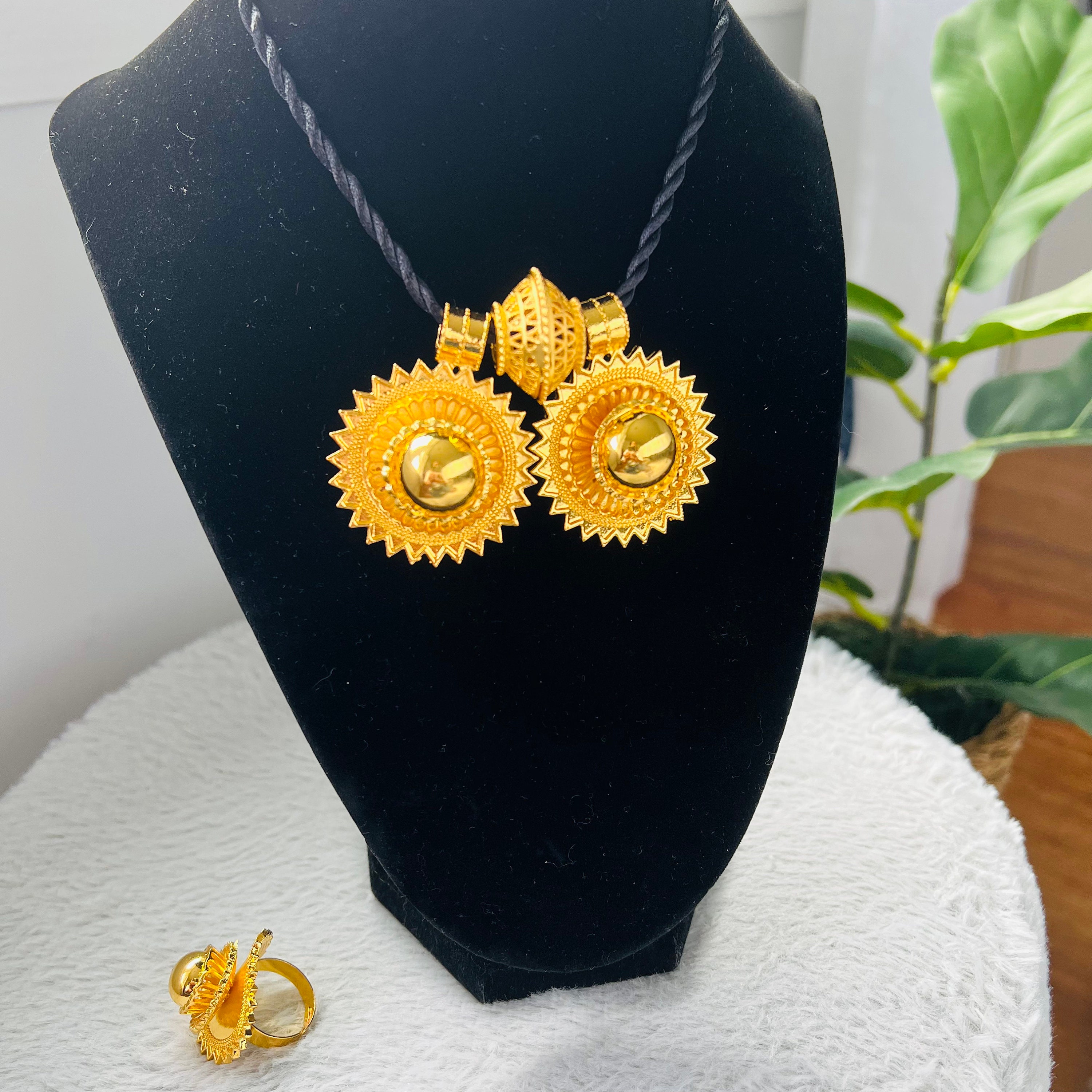 Gold Plated Circle Jewelry Set - Ethiopian/eritrean for Holiday/wedding ...