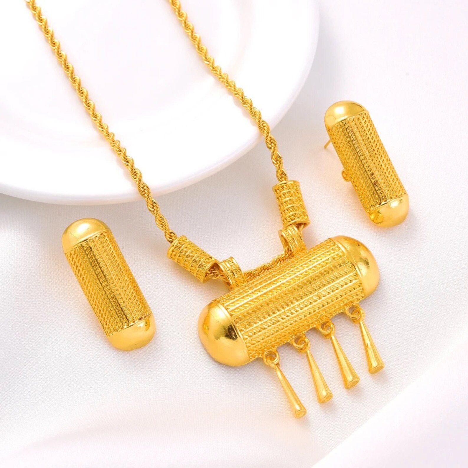 Ethiopian/eritrean Prayer Box - 24K Gold Plated Jewelry Set for Holiday ...
