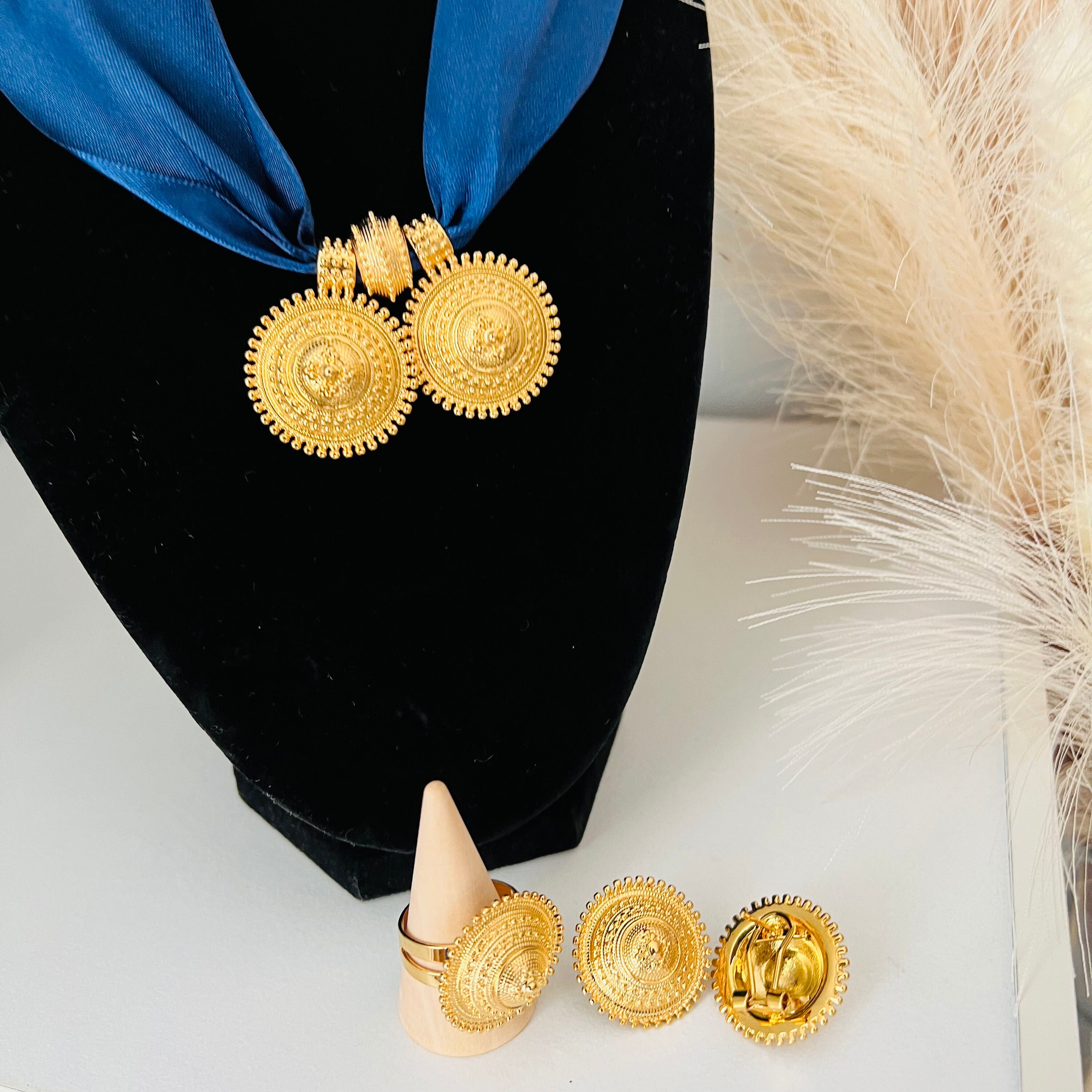 Gold Plated Circle Jewelry Set - Ethiopian/eritrean for Holiday/wedding ...