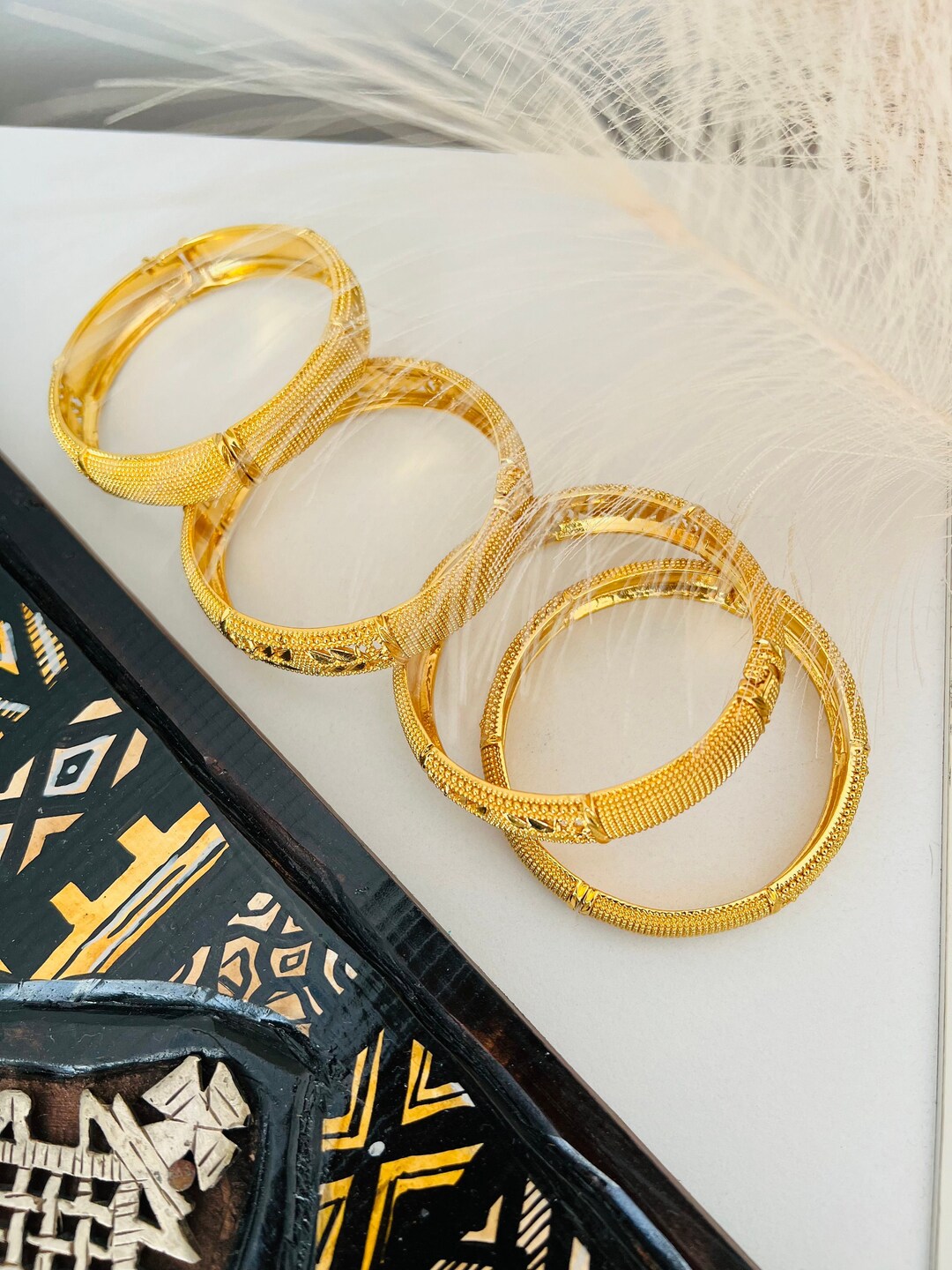 24K Gold Plated Bracelet set of 2 Ethiopian/eritrean for Holiday ...