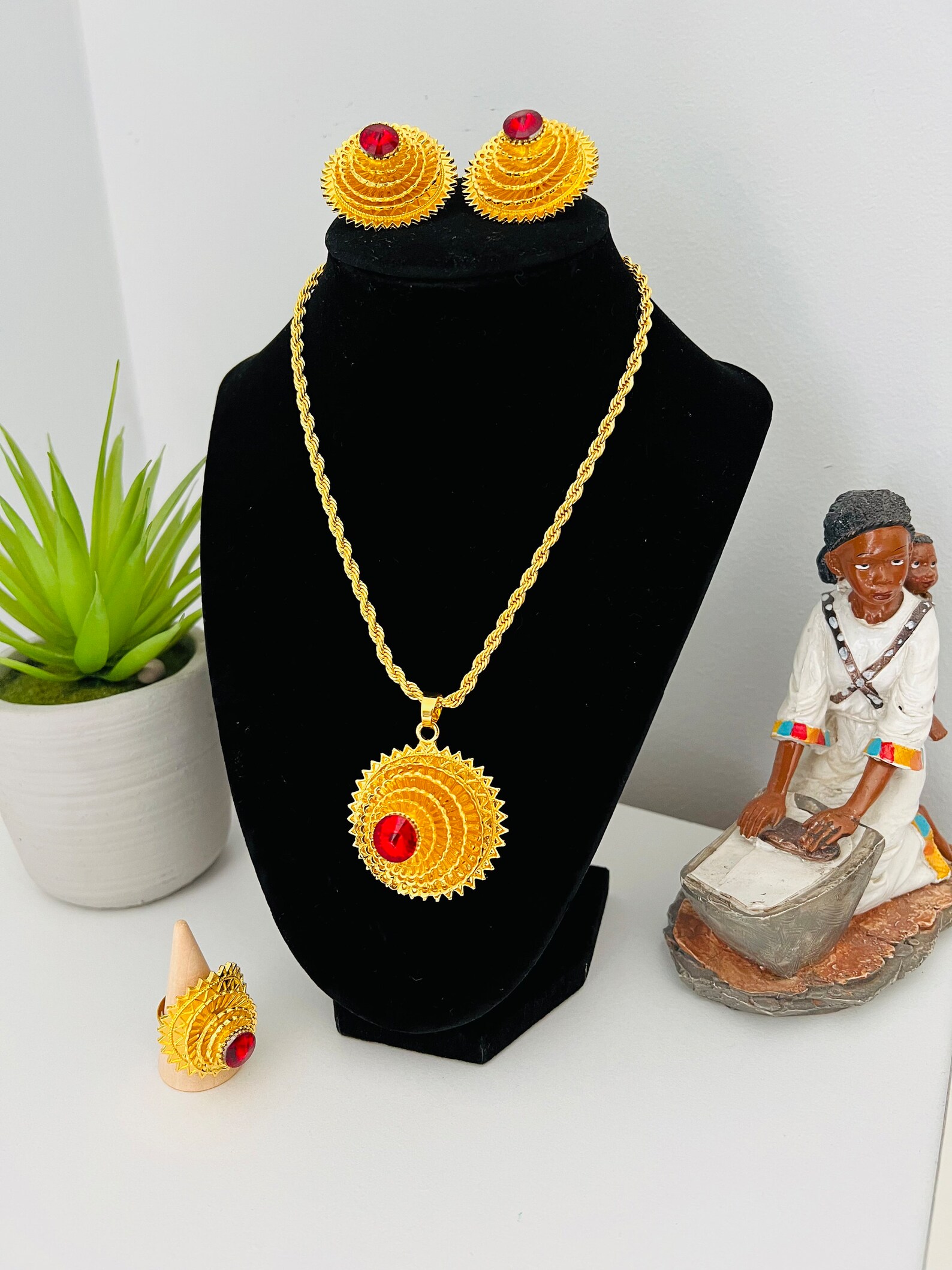 Gold Plated Jewelry Set - Ethiopian/eritrean for Holiday/wedding/mels ...