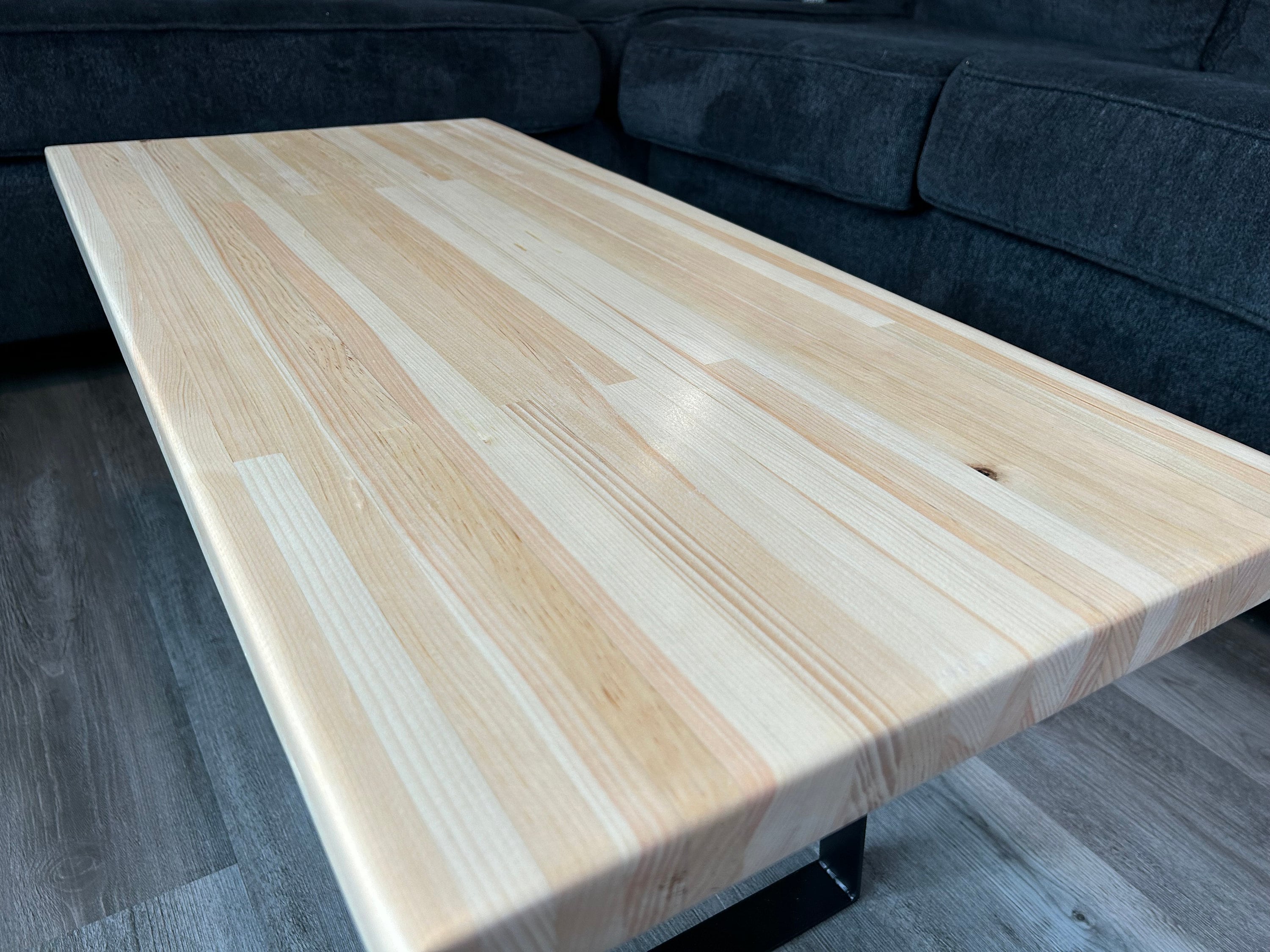 Butcher Block Coffee Table Wood Coffee Table End Table Metal Legs ...