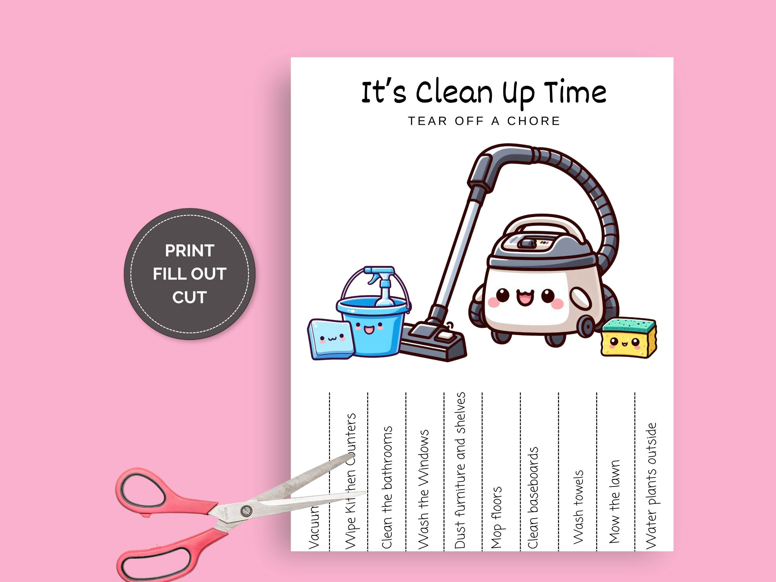 Chore Printable, Chores Printable, for Busy Moms and Parents, Kawaii ...