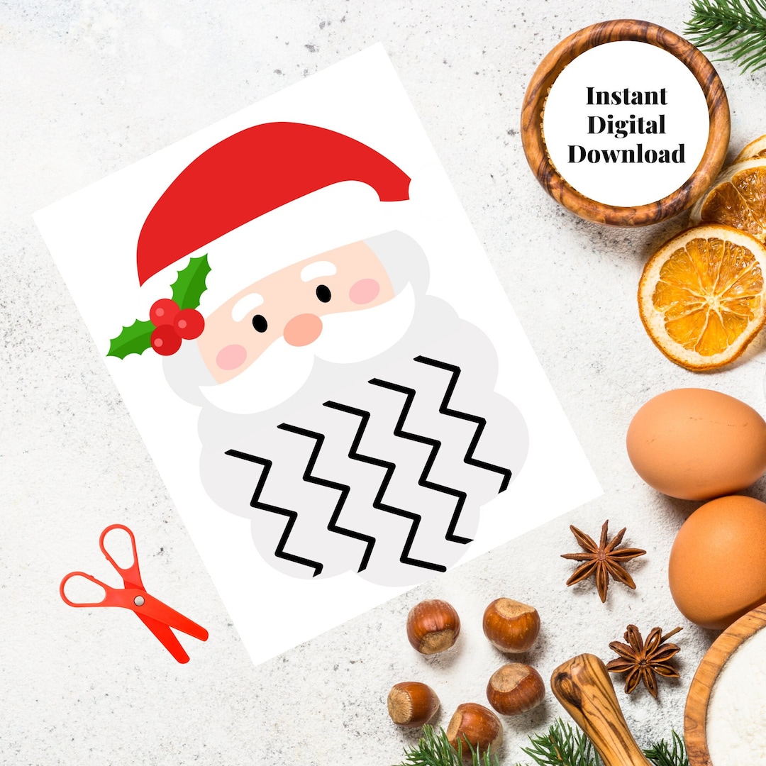 Printable Santa Beard Cutting Preschool and Kindergarten - Etsy