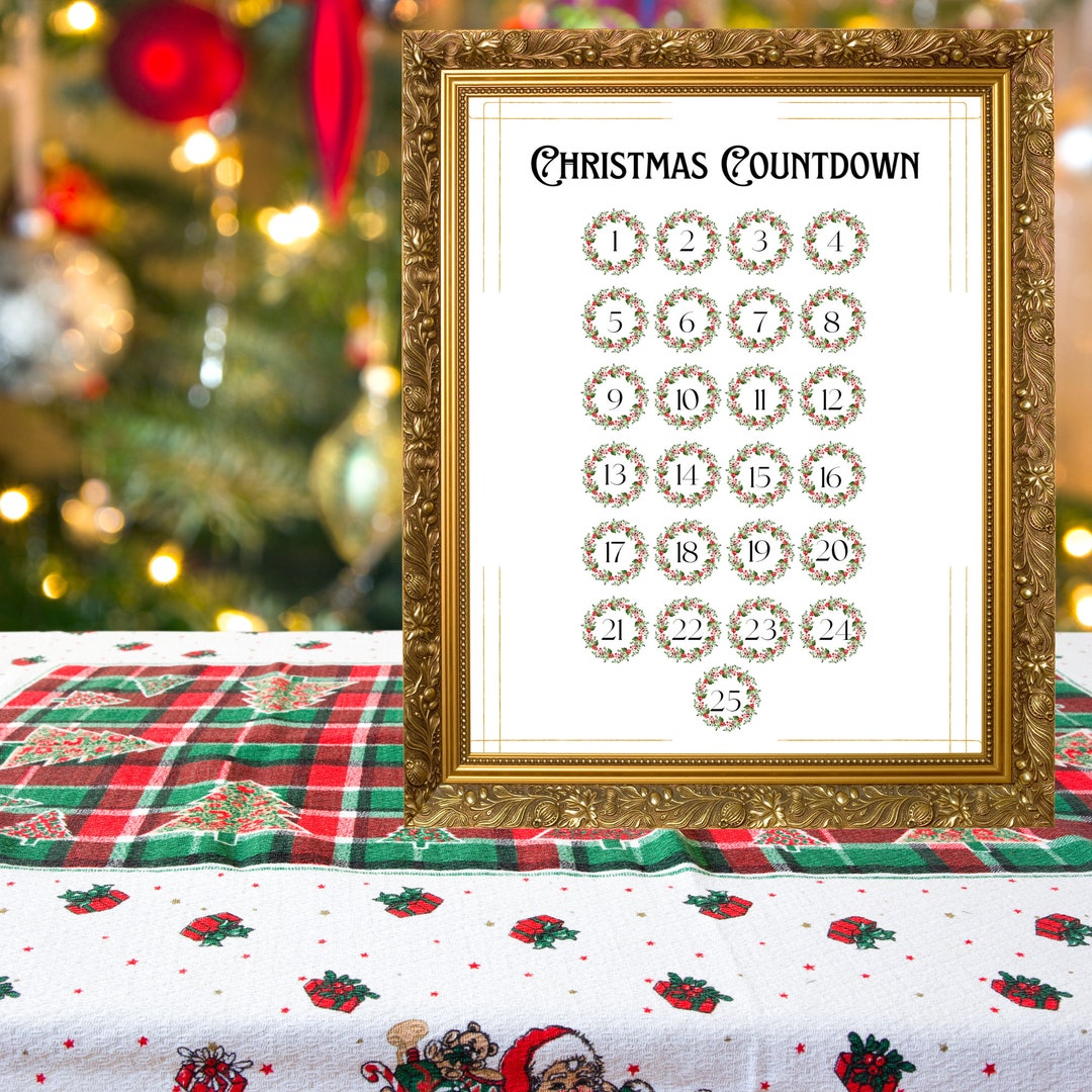 Christmas Countdown Printable Includes 18x24 8.5x11 5x7 - Etsy