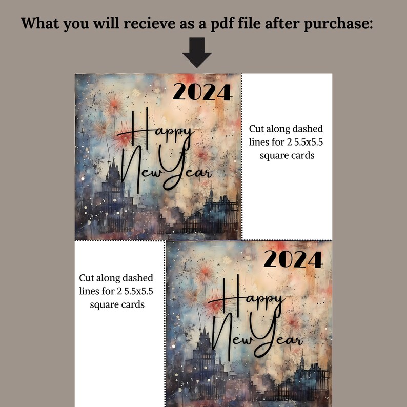 Happy New Year 2024 Printable Instant Digital Download Card With ...