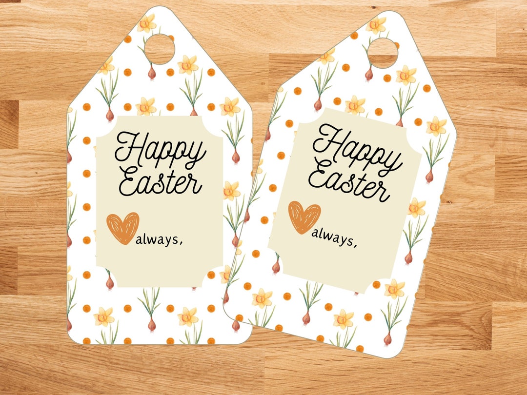 Happy Easter Printable Gift Tag Easter Basket Name Tag Instant Digital ...
