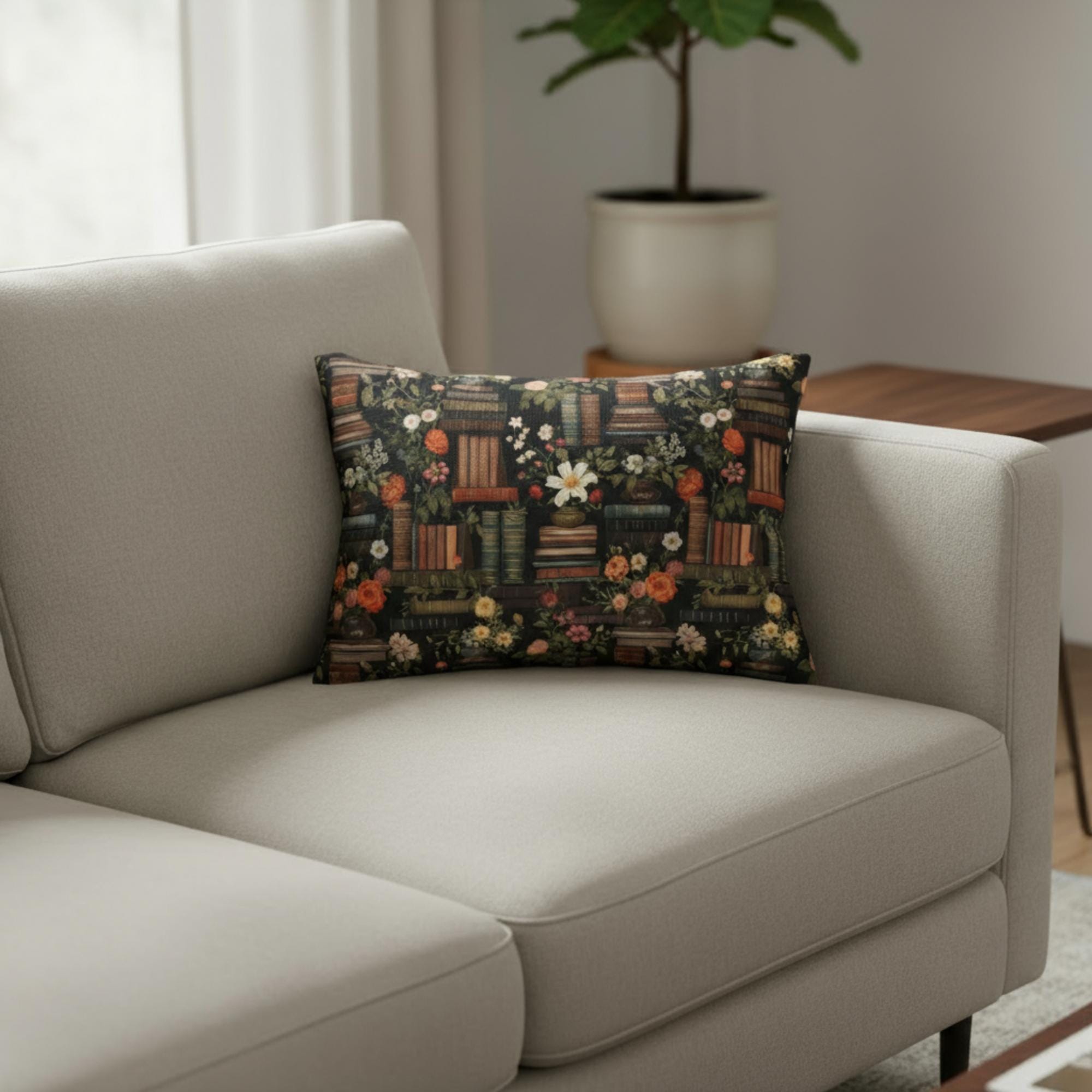 Vintage Library Pillow Dark Academia Aesthetic Cushion Reading Nook ...