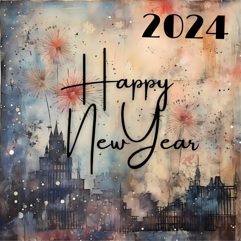 Happy New Year 2024 Printable Instant Digital Download Card With ...