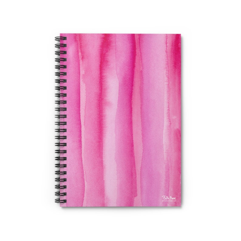 Silky Lines Watercolor Pink Spiral Notebook Ruled Line - Etsy