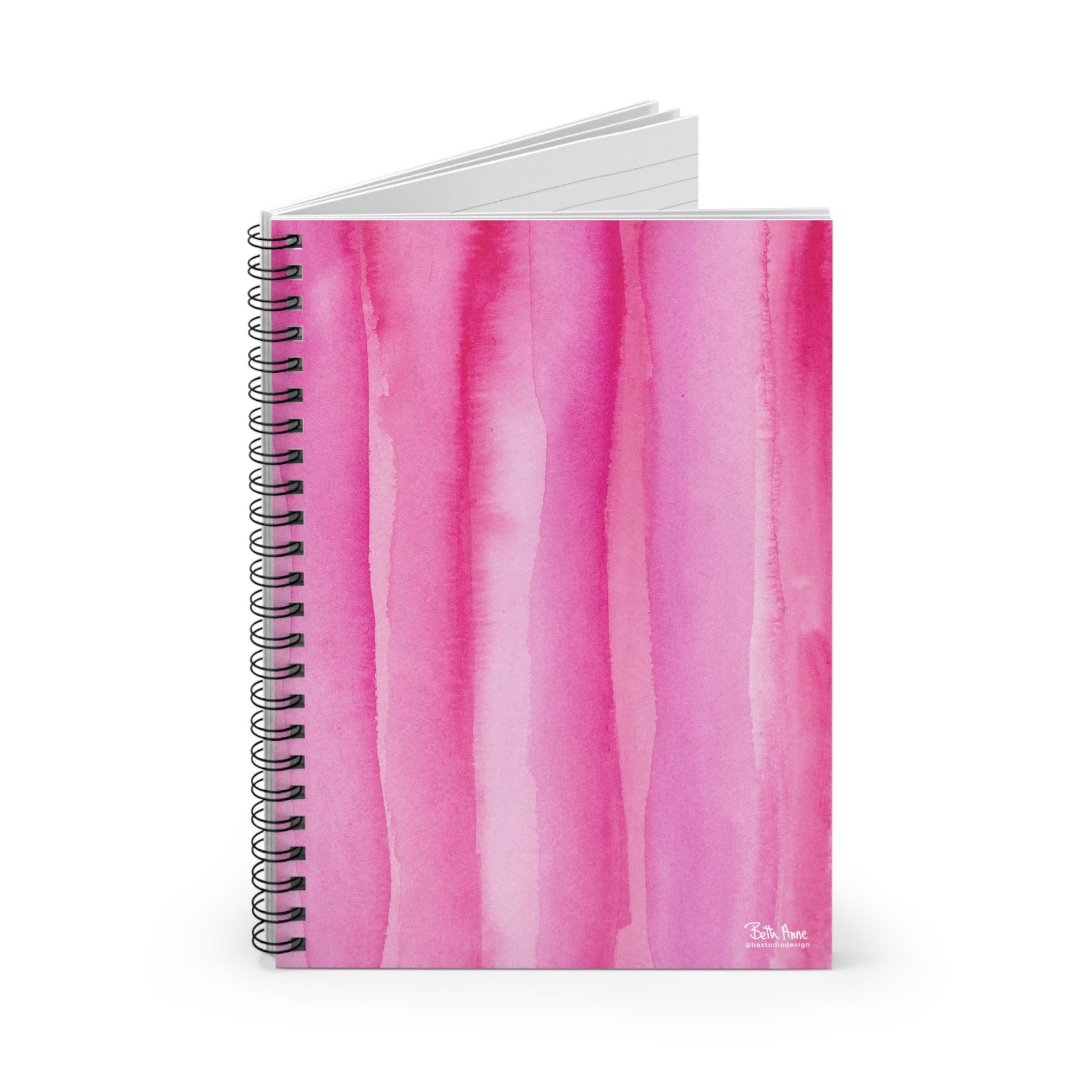 Silky Lines Watercolor Pink Spiral Notebook Ruled Line - Etsy