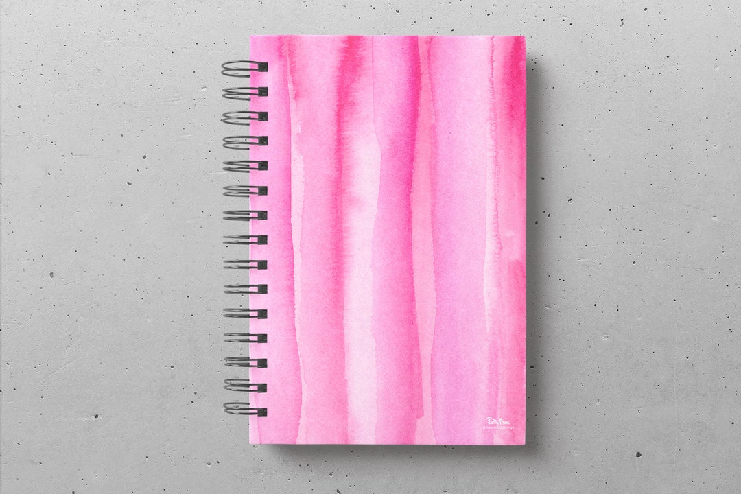 Silky Lines Watercolor Pink Spiral Notebook Ruled Line - Etsy