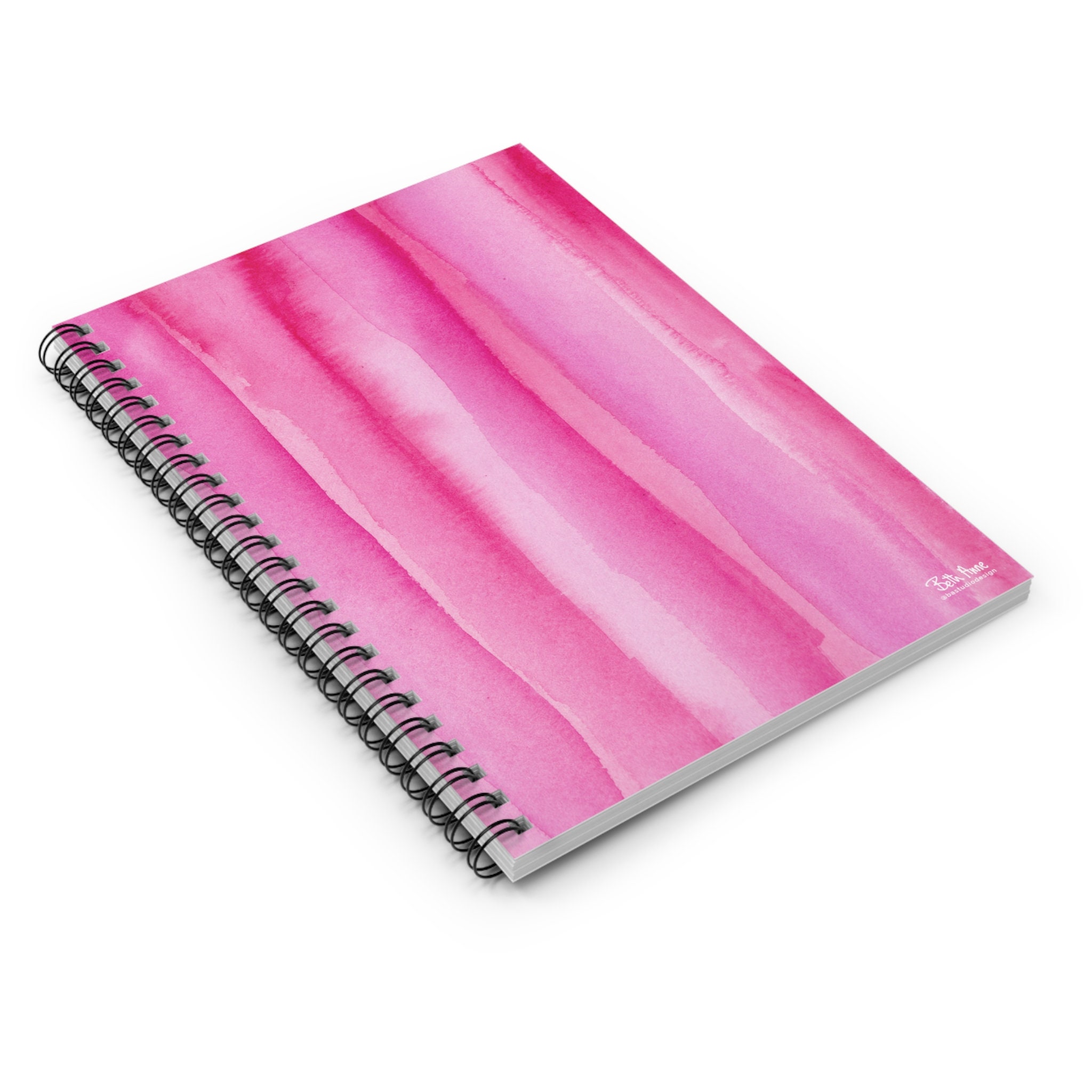 Silky Lines Watercolor Pink Spiral Notebook Ruled Line - Etsy