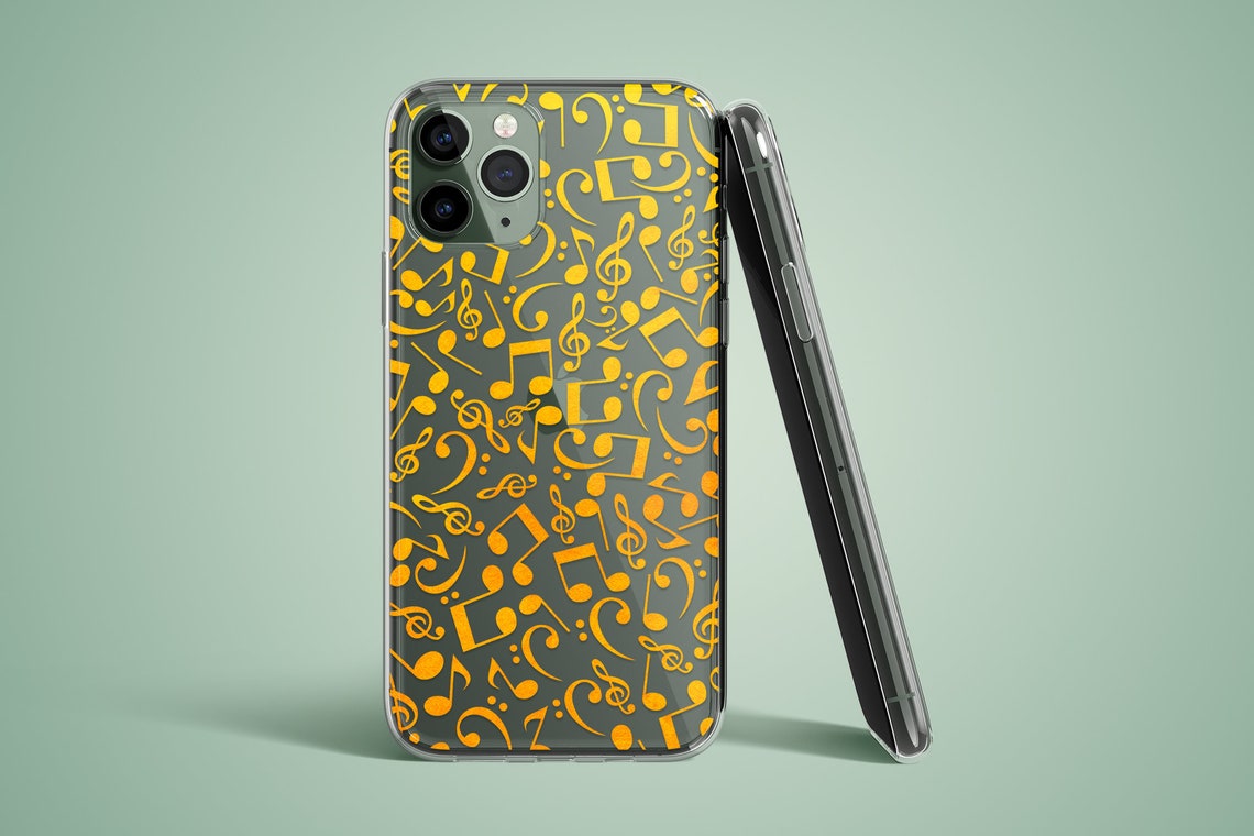 Yellow Music Notes Phone Case iPhone 15 14 Plus 13 Mini 12 Pro Max ...
