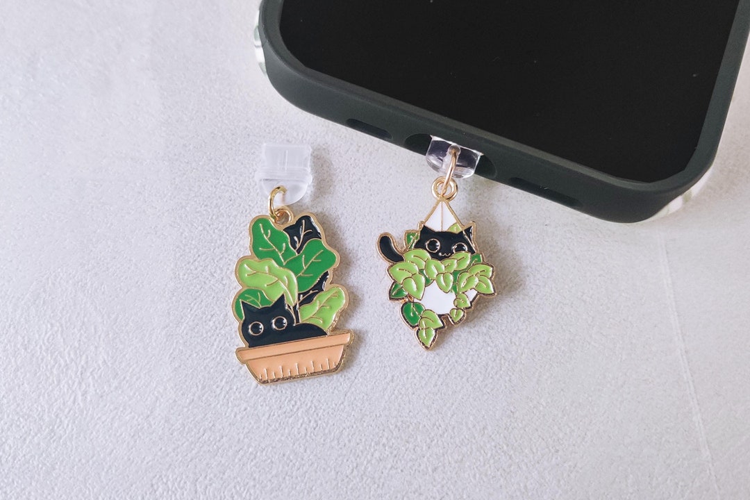 Black Dust Plug, Phone Charm for Plant Lovers - Android, Apple, E ...