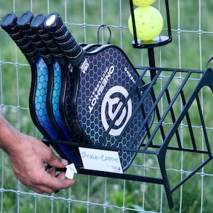 Pickleball Paddle and Ball Holder: Portable Storage Rack for 8 Paddles ...