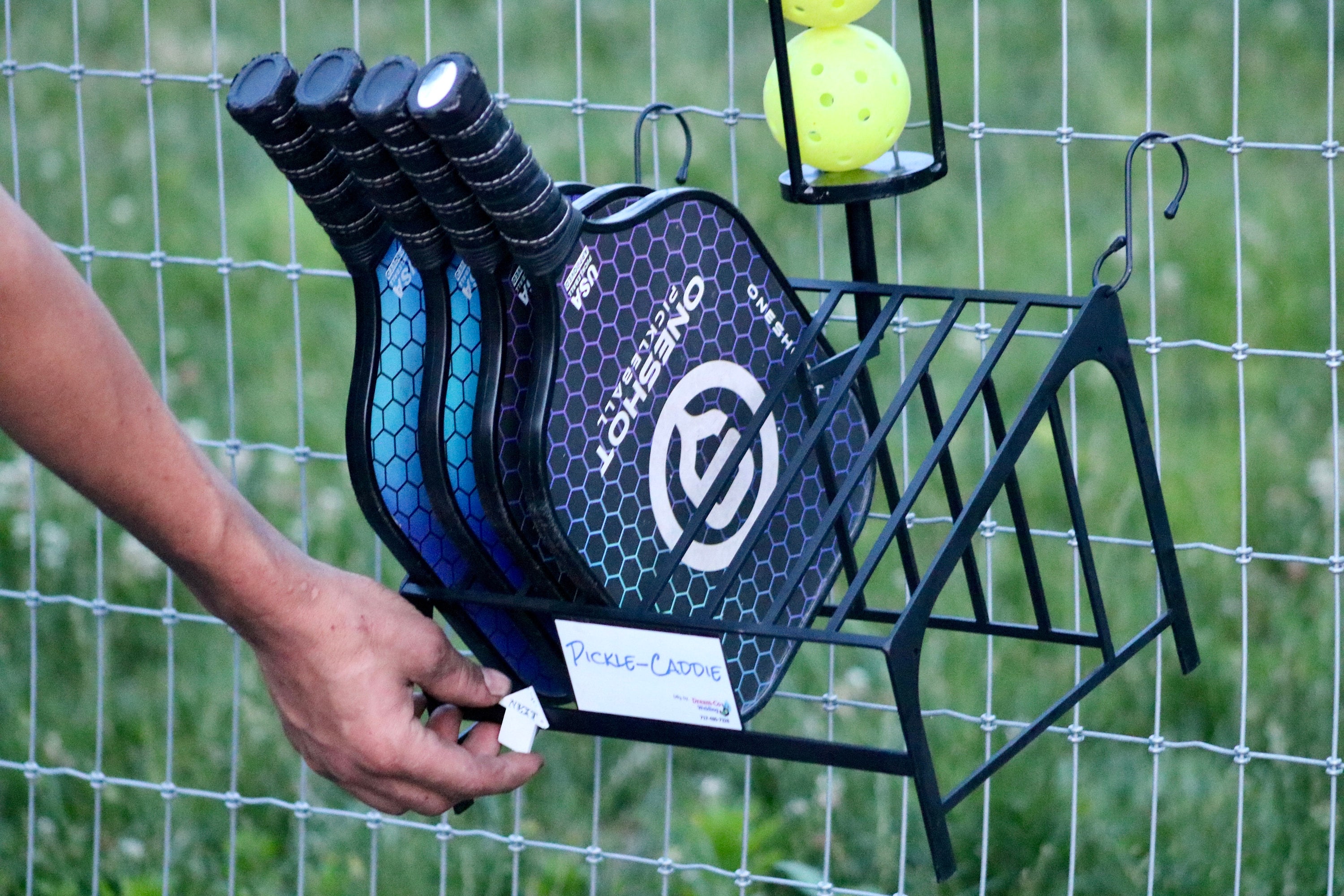 Pickleball Paddle and Ball Holder: Portable Storage Rack for 8 Paddles ...