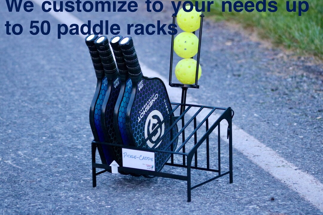 Pickleball Paddle and Ball Holder: Portable Storage Rack for 8 Paddles ...