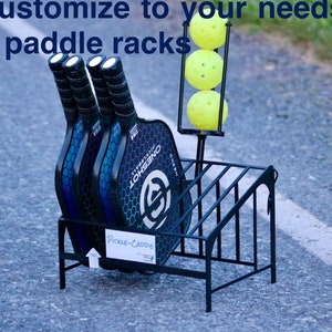 Pickleball Paddle and Ball Holder: Portable Storage Rack for 8 Paddles ...