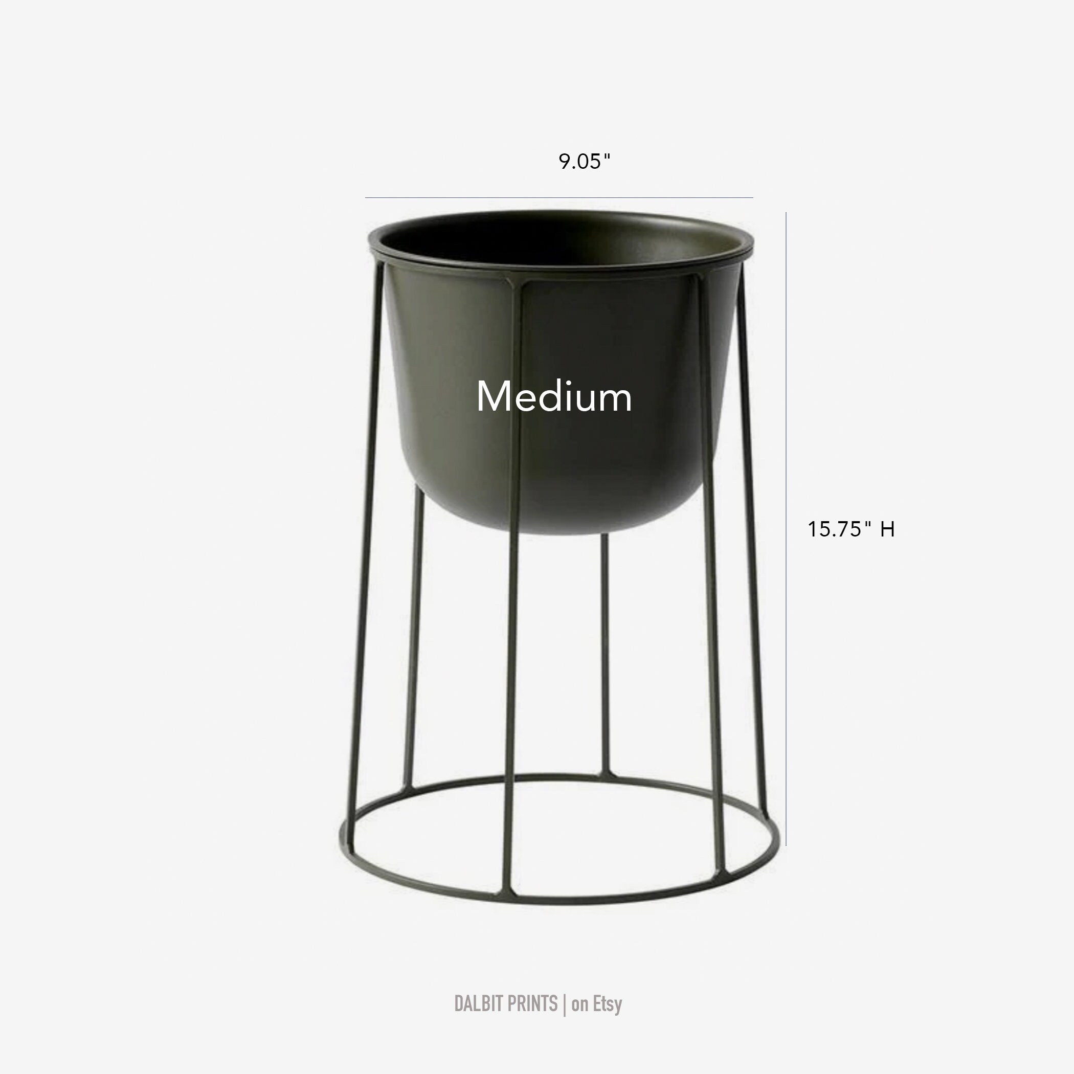 Menu Wire Plant Stand With Black Metal Pot, Black Flower Pot, Black ...
