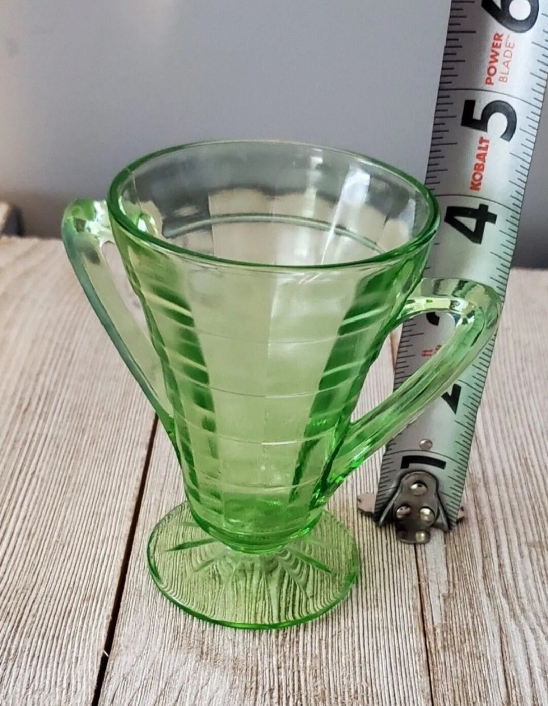 Green Art Deco Uranium Glass Block Optic Footed Sugar Bowl - Etsy