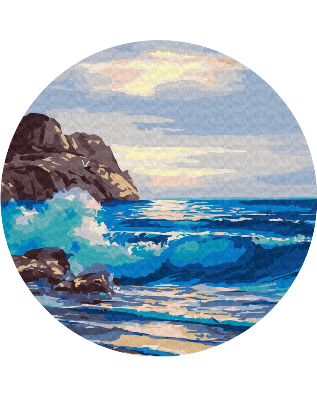 Sea Landscape Paint by Number Morning at Sea Paint by Numbers Kit Round ...
