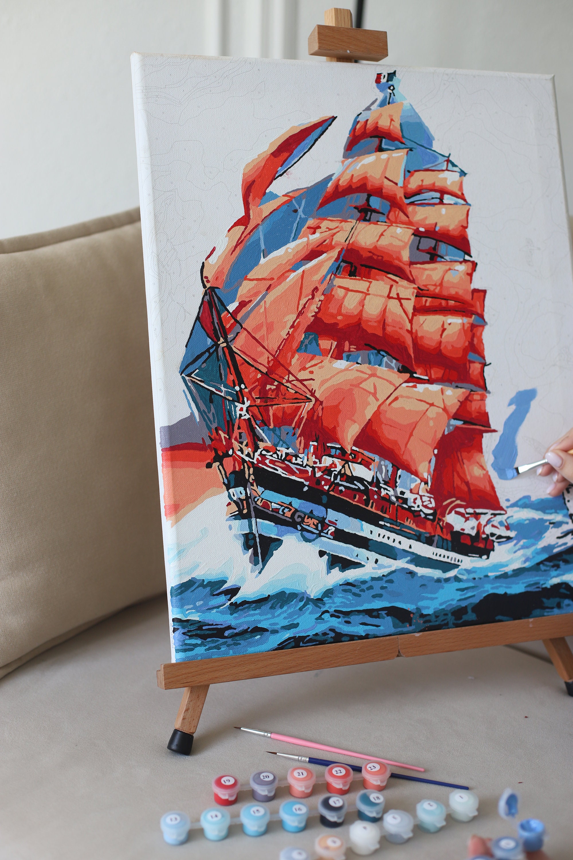 Sea Landscape Paint by Number Morning at Sea Paint by Numbers Kit Round ...