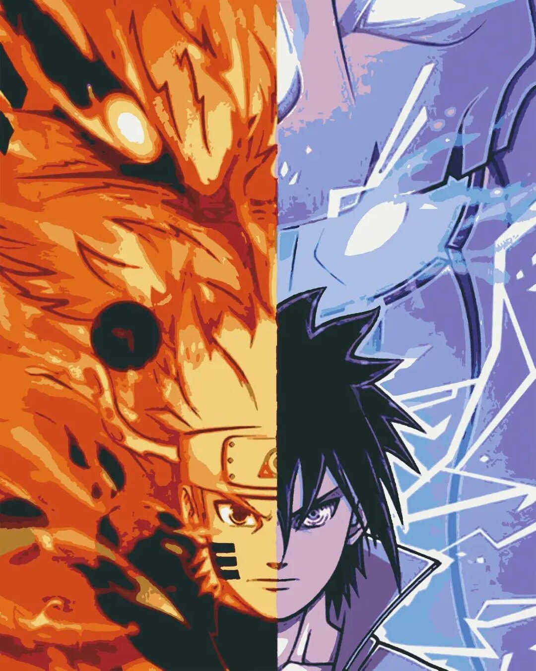 Naruto Sasuke Uchiha Paint by Numbers Kits Adult Framed Picture Anime ...