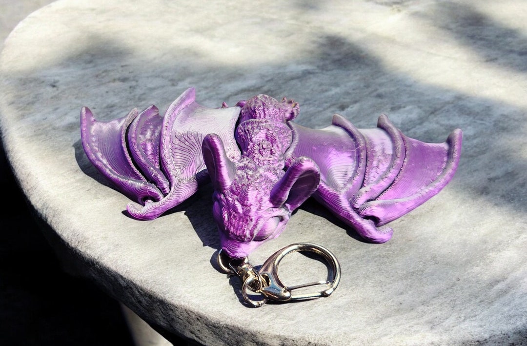Tiny Bat Keychain Articulated 3D Print Design by Cinderwing - Etsy