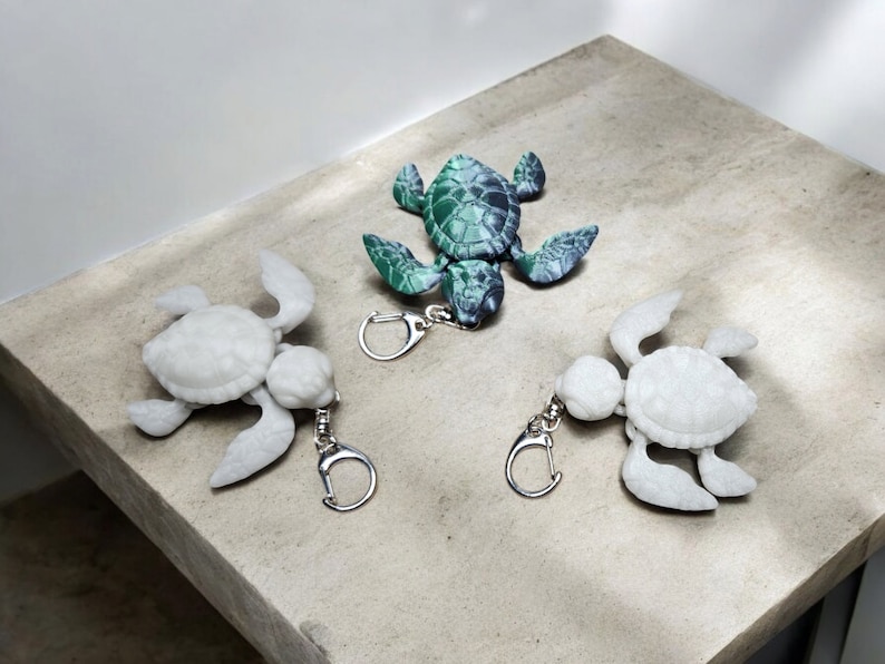 Tiny Turtle Keychain Articulated 3D Print Design by Cinderwing - Etsy