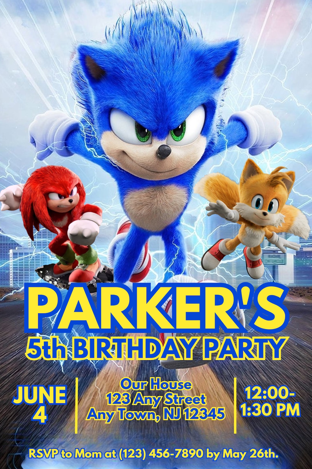 Sonic the Hedgehog Birthday Invitation: Movie Video Game Party - Etsy