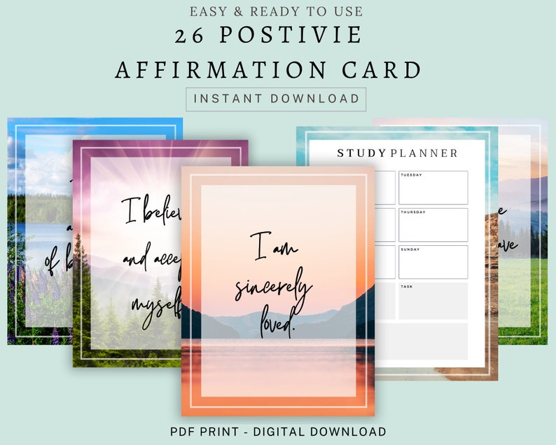Empowerment Pack: Printable Affirmation, Quote Cards for Self-esteem ...