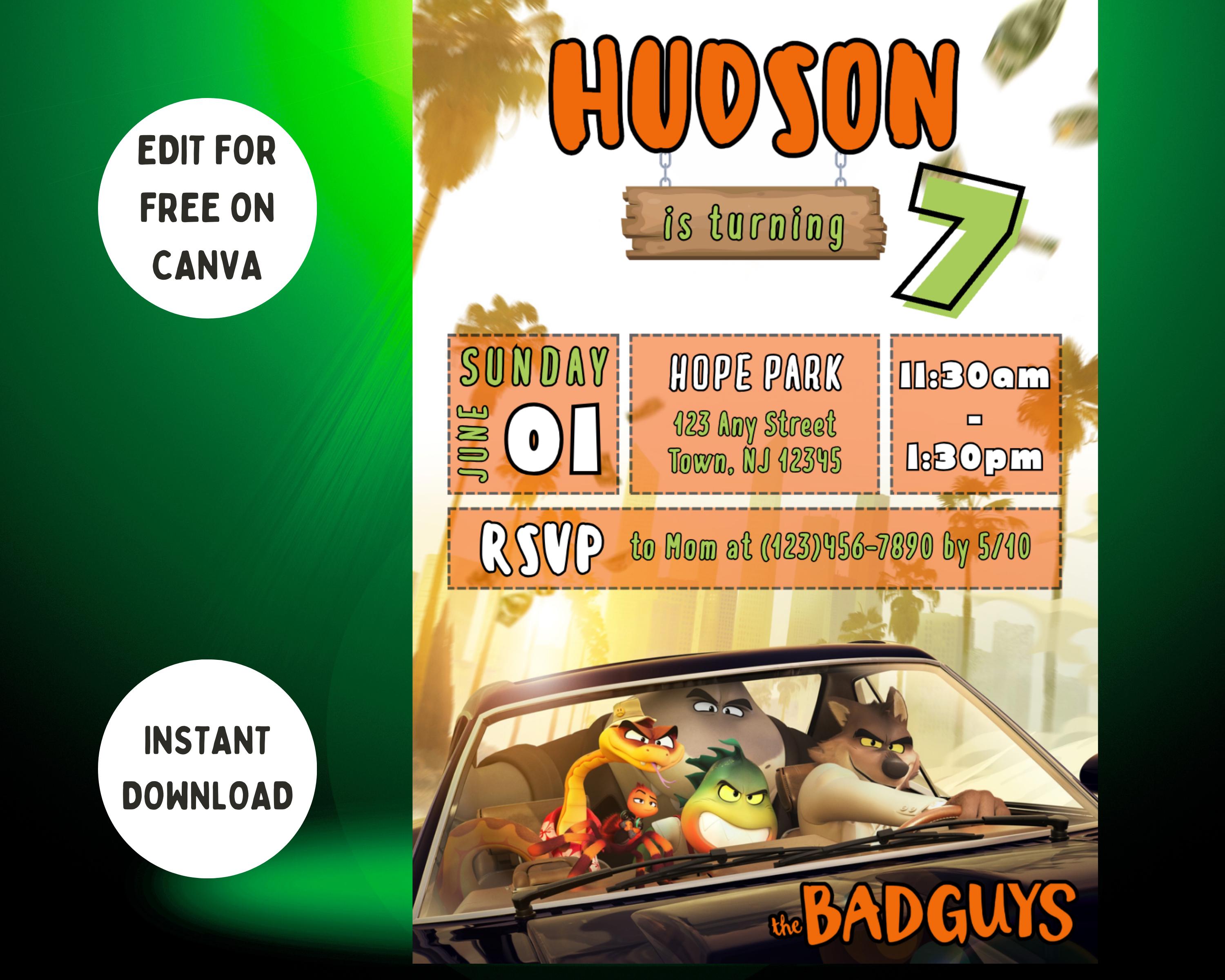 The Bad Guys Birthday Invitation: Editable Canva Template (5x7" Digital ...