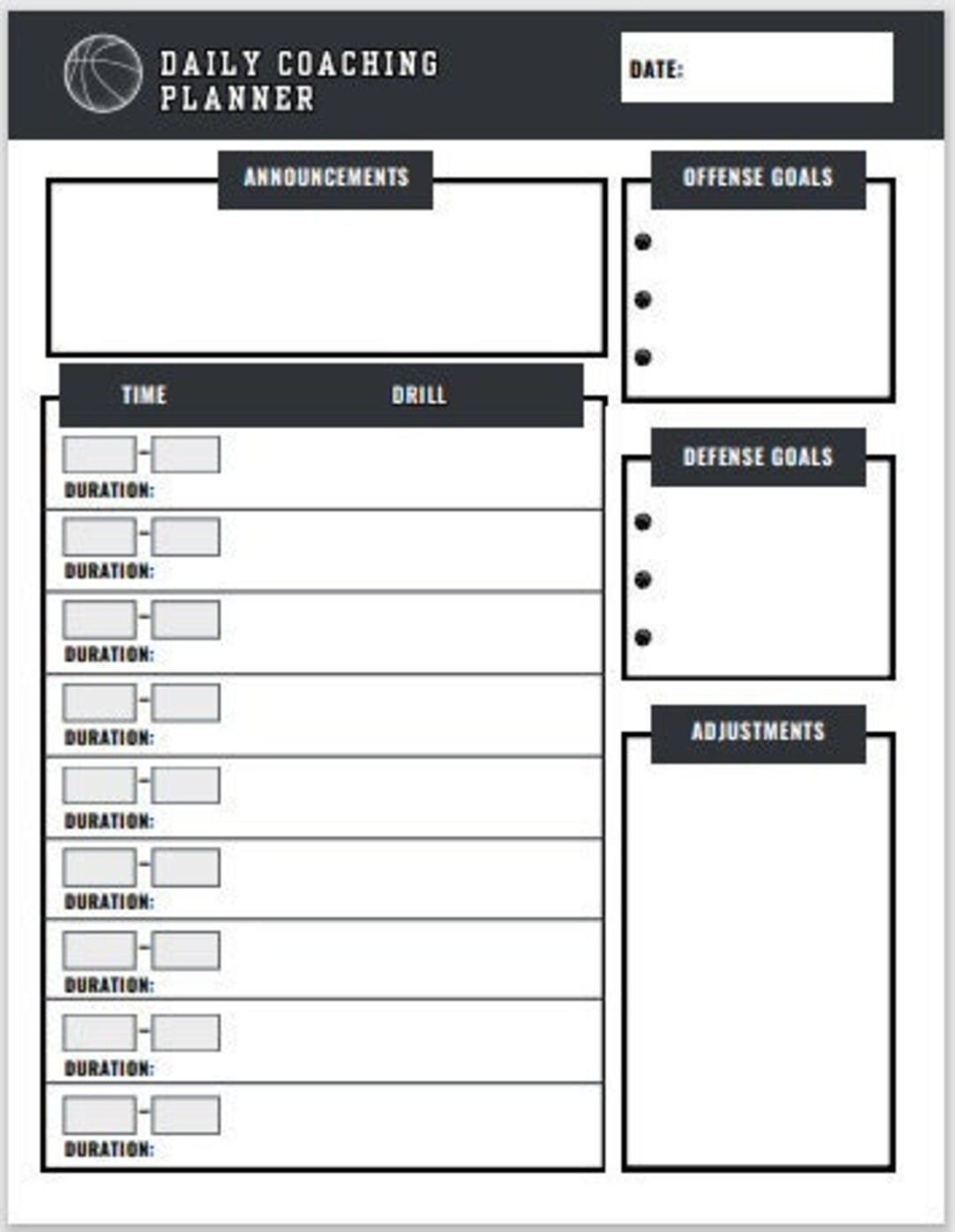 Ultimate Basketball Coach Planner Bundle - Printable PDF for Season ...