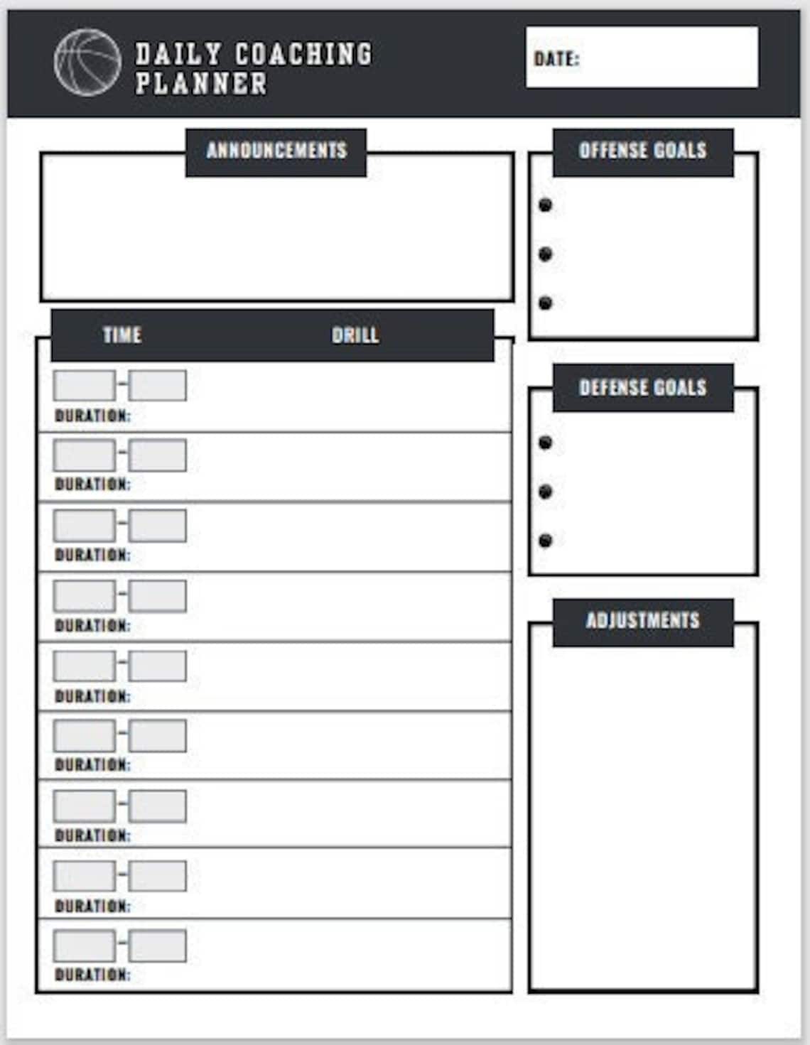 Ultimate Basketball Coach Planner Bundle - Printable PDF for Season ...