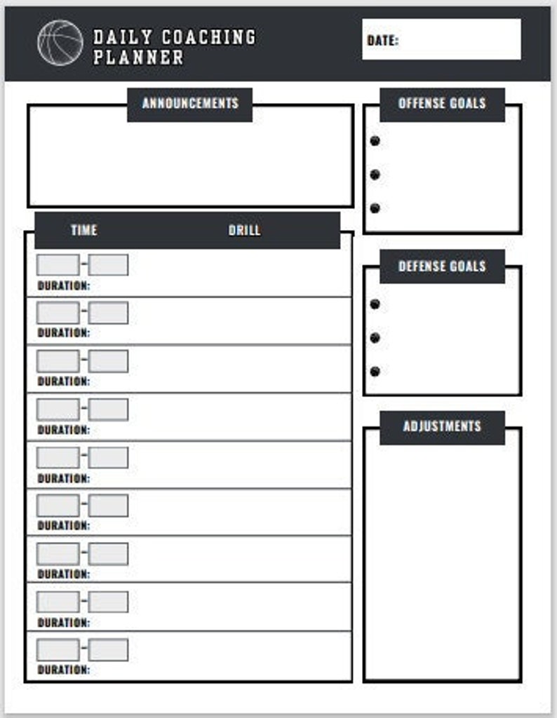 Ultimate Basketball Coach Planner Bundle - Printable PDF for Season ...