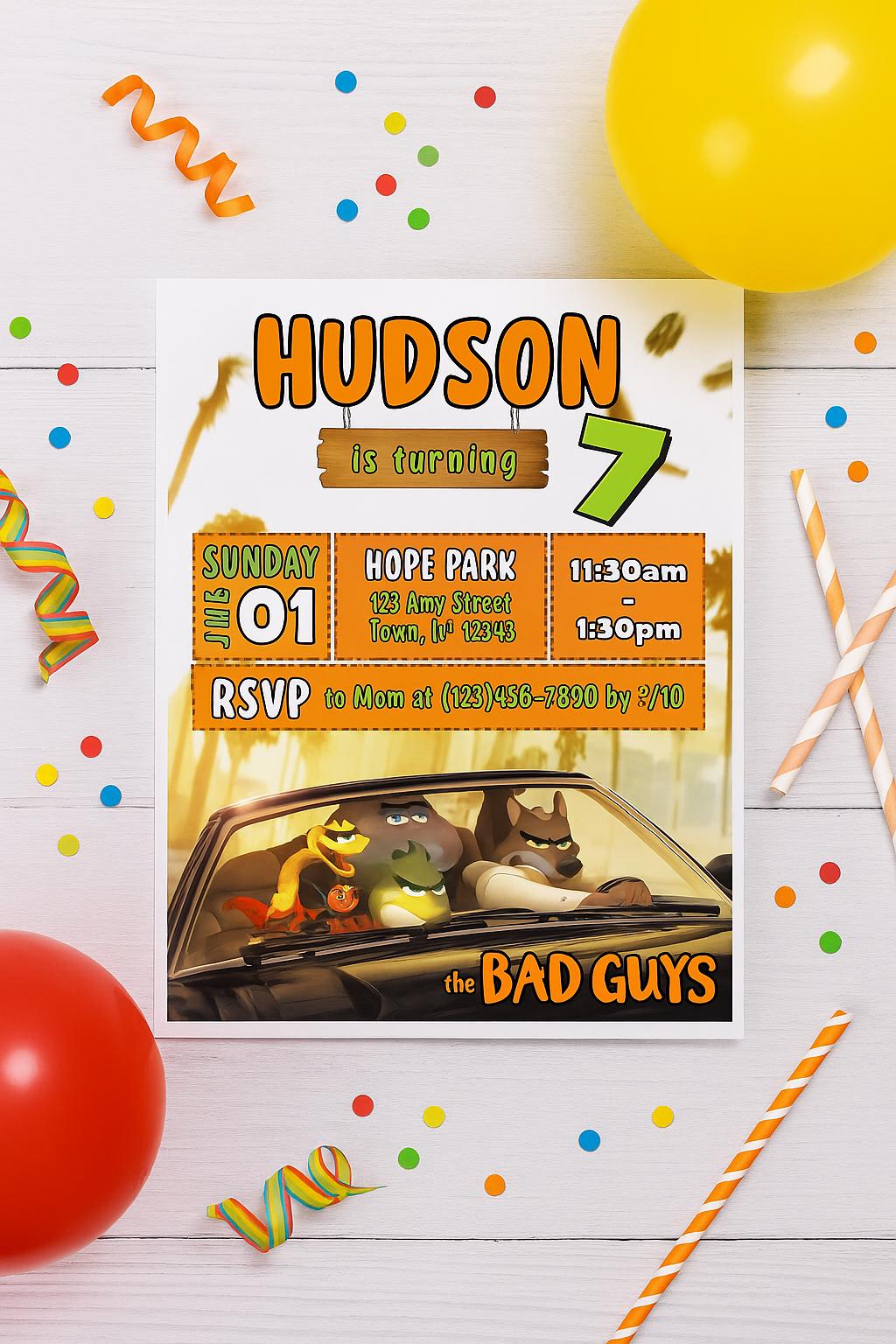 The Bad Guys Birthday Invitation: Editable Canva Template (5x7" Digital ...