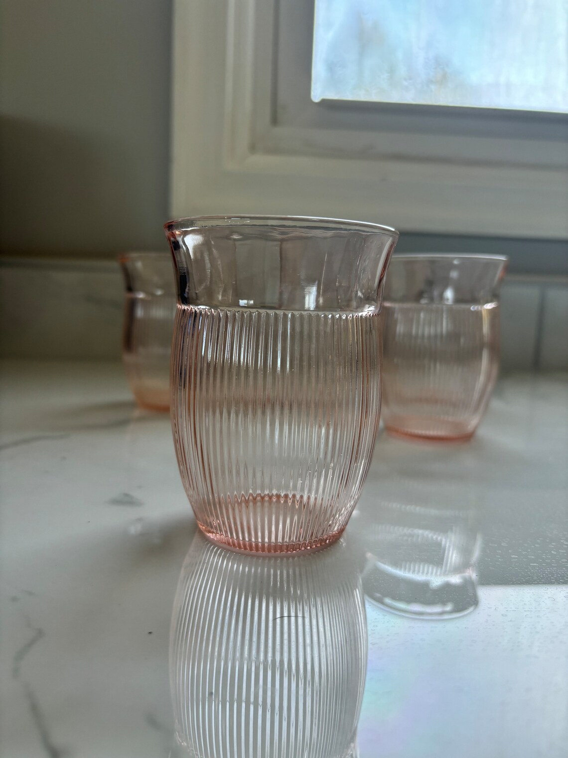Hazel Atlas Fine Rib Pink Depression Glass Set of 5 - Etsy