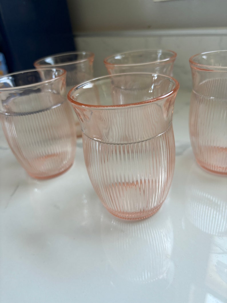 Hazel Atlas Fine Rib Pink Depression Glass Set of 5 - Etsy
