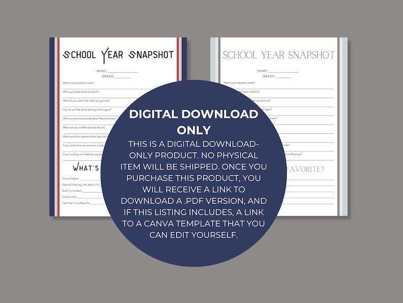 School Year Snapshot | Back-to-school Interview Printable | Fun and ...