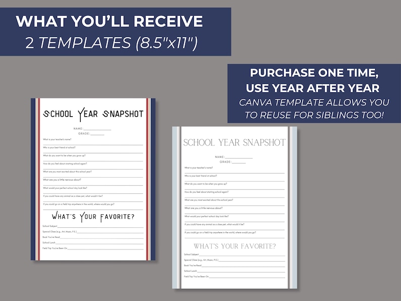 School Year Snapshot | Back-to-school Interview Printable | Fun and ...