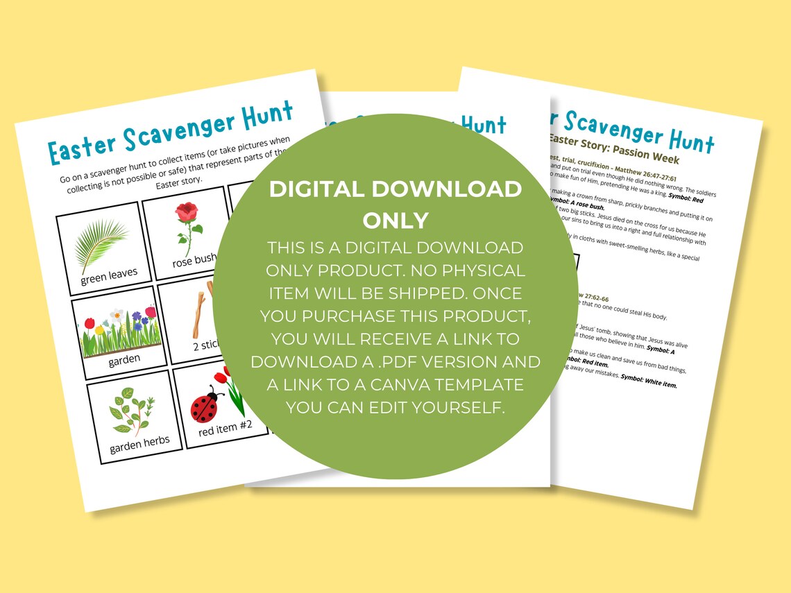 Kid's Easter Story Nature Scavenger Hunt - Etsy